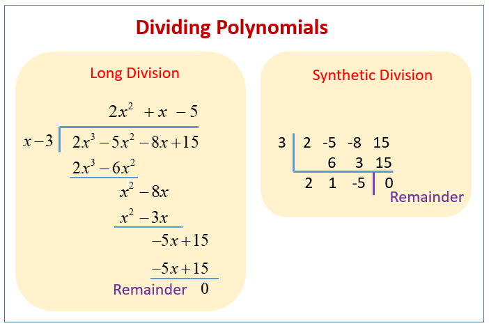 Dividing Polynomials And The Remainder Theorem Solutions Examples ... Dividing Polynomials And The Remainder Theorem Solutions Examples ...