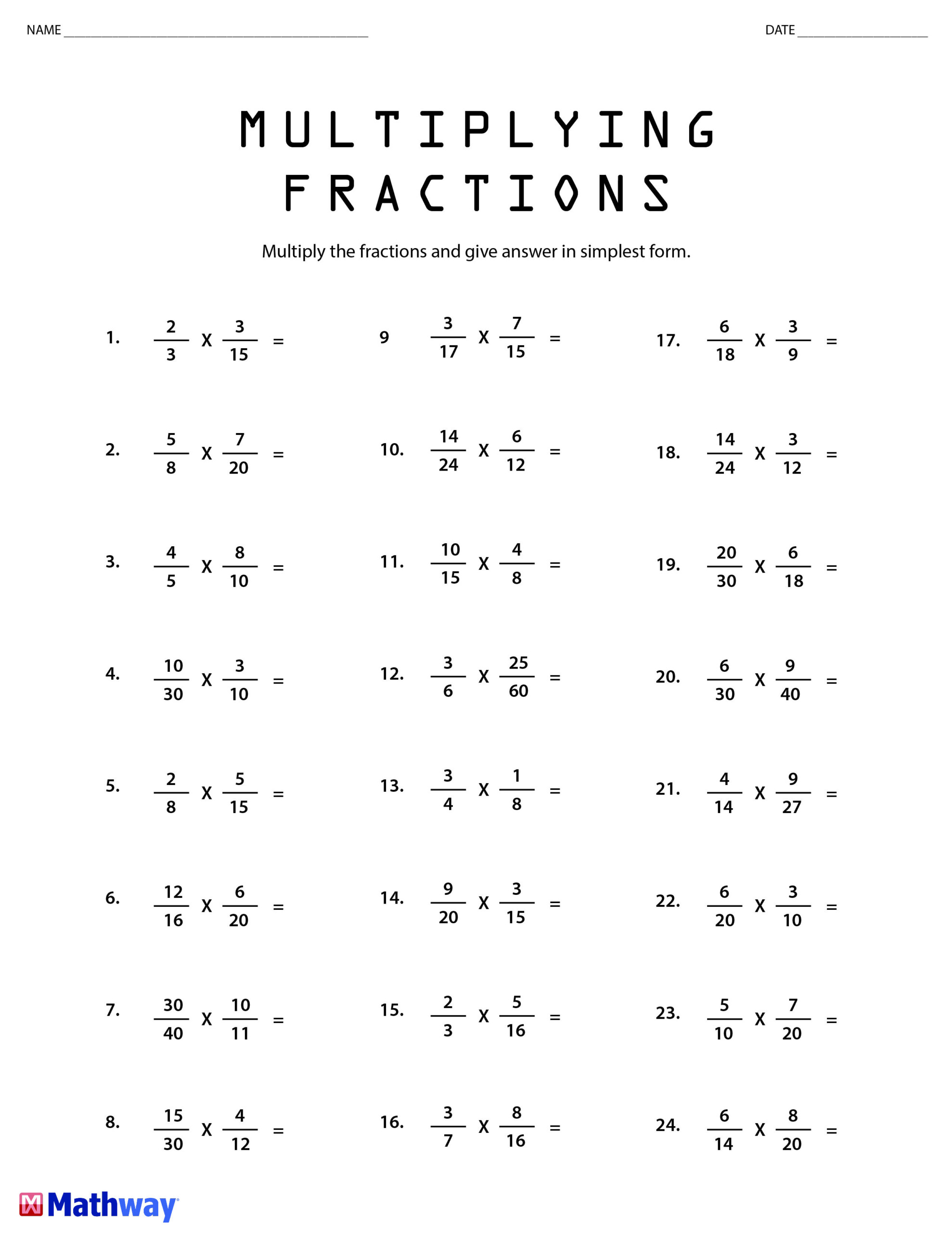 Math Worksheets Fractions Multiplication And Division ... Math Worksheets Fractions Multiplication And Division ...