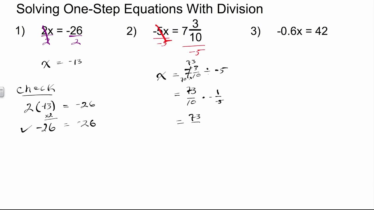 One Step Equations Division Worksheet - Divisonworksheets.com One Step Equations Division Worksheet - Divisonworksheets.com