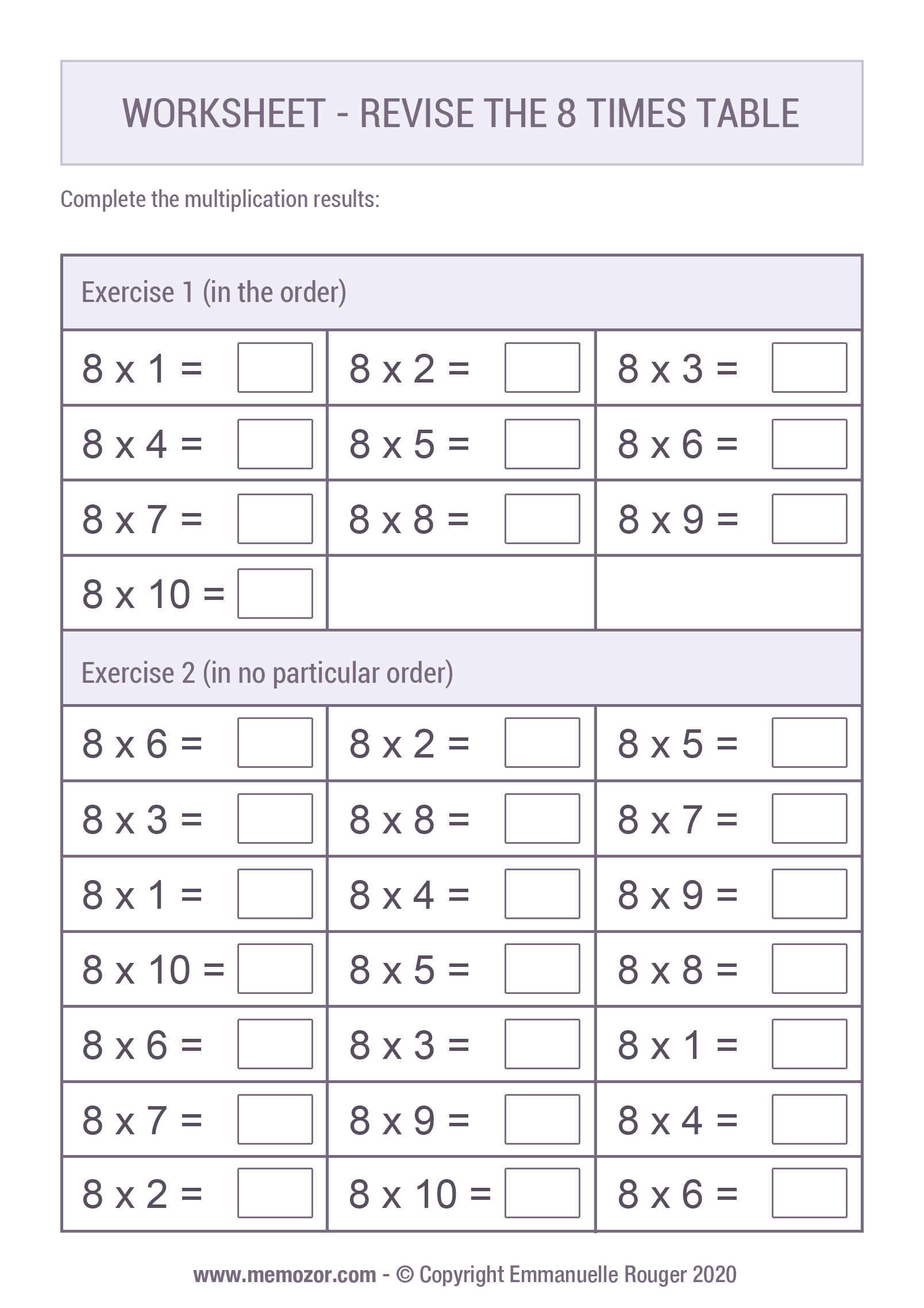 8 Times Table Division Worksheet - Divisonworksheets.com 8 Times Table Division Worksheet - Divisonworksheets.com